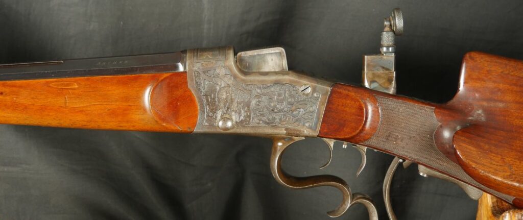 079-0625-9290, German Scheutzen Target Rifle with elaborated carved and ...